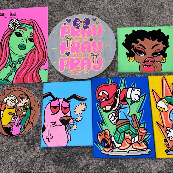 Wall Decor | Colorful Cartoon Art Custom Paintings Made By Me | Poshmark